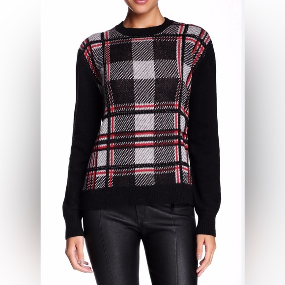 Rachel Zoe | Sweaters | Rachel Zoe Samara Plaid Sweater In Black Combo ...